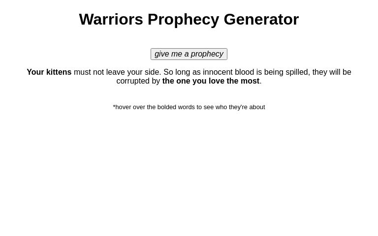Warriors Prophecy Generator