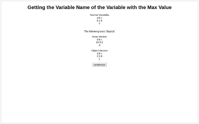 Getting the Variable Name of the Variable with the Max Value ― Perchance Generator