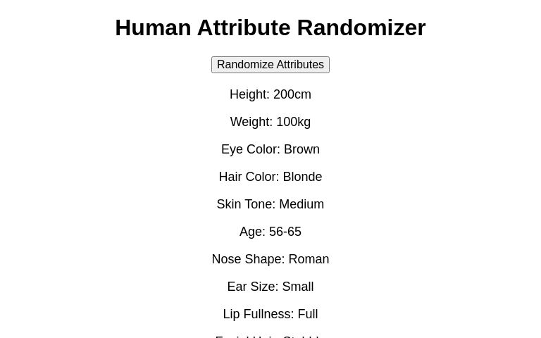 Human Attribute Randomizer ― Perchance Generator