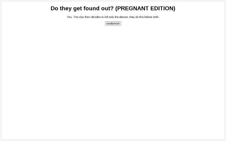 Do they get found out? (PREGNANT EDITION) ― Perchance Generator