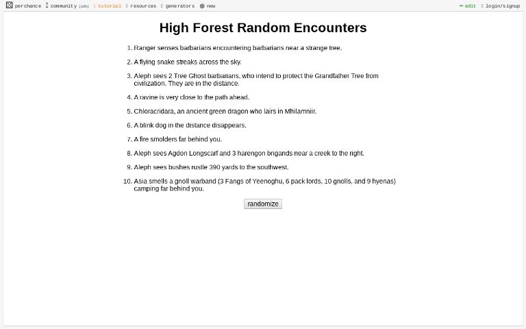 High Forest Random Encounters ― Perchance Generator