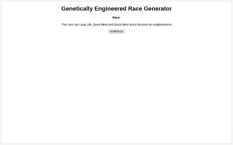 Genetically Engineered Race Generator