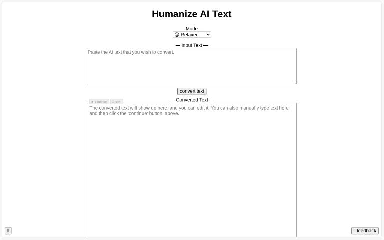Humanize - AI Text Converter (free, no sign-up, unlimited) ― Perchance ...