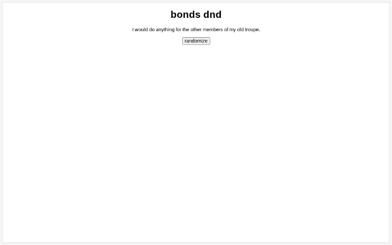 bonds dnd ― Perchance Generator