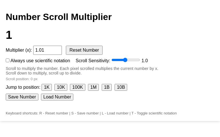 Number Scroll Multiplier ― Perchance Generator