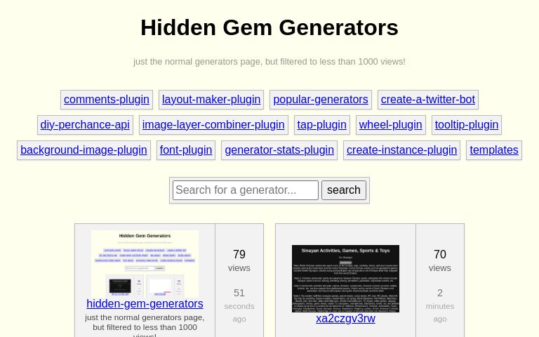 Hidden Gem Generators