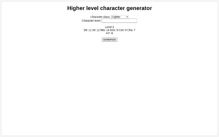 Higher level character generator