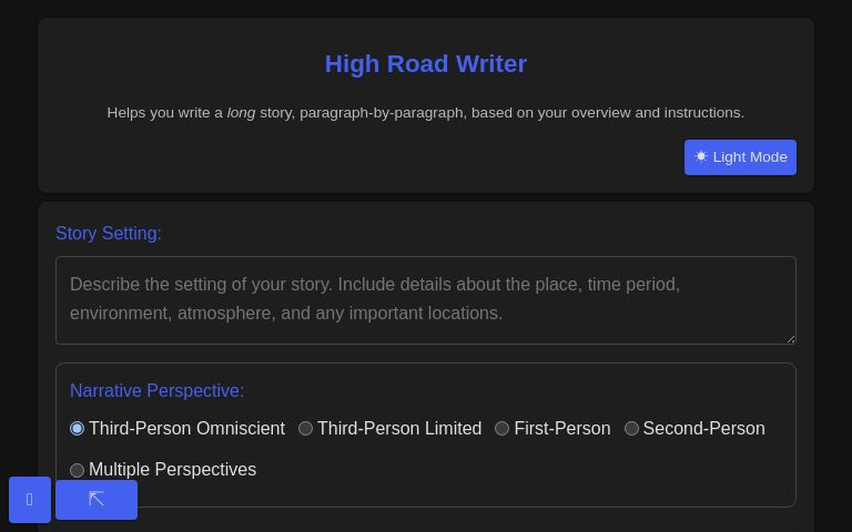 High Road Writer ― Perchance Generator