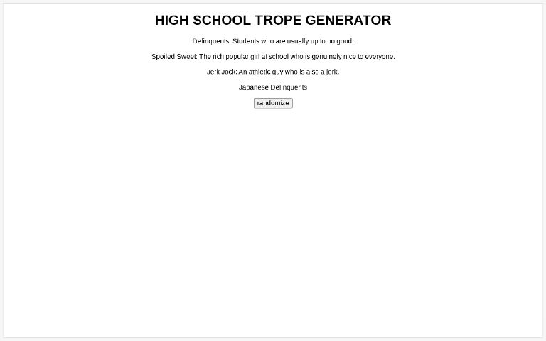HIGH SCHOOL TROPE GENERATOR