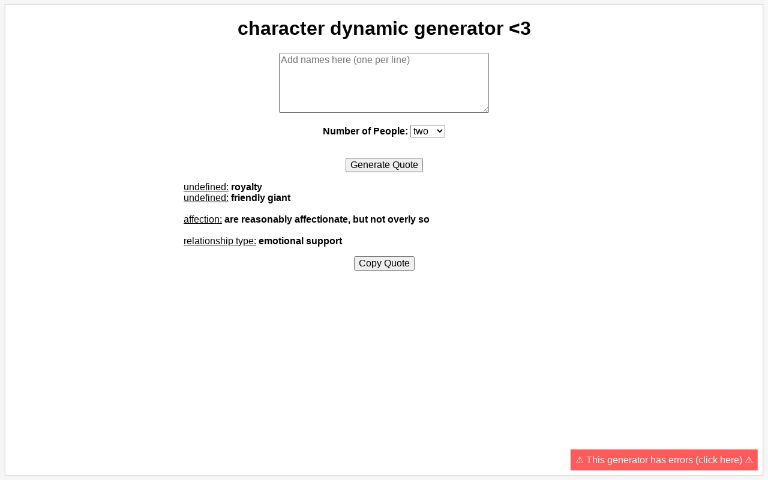 character dynamic generator
