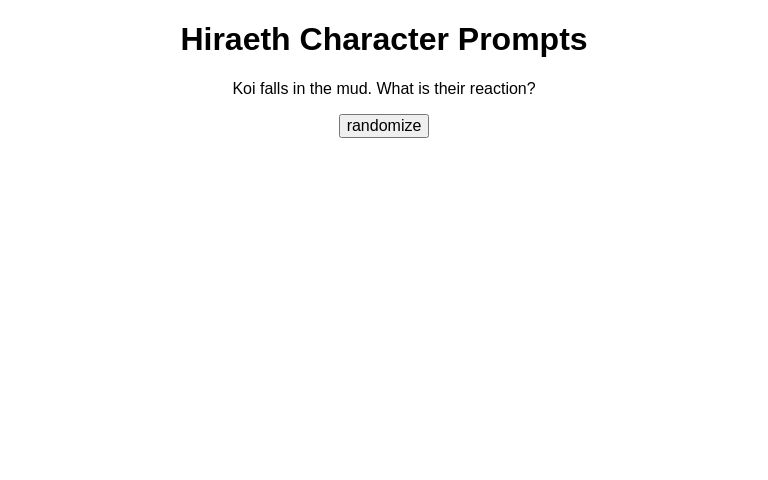 Hiraeth Character Prompts ― Perchance Generator