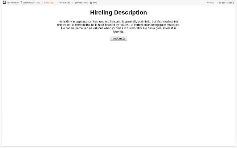 Hireling Description ― Perchance Generator