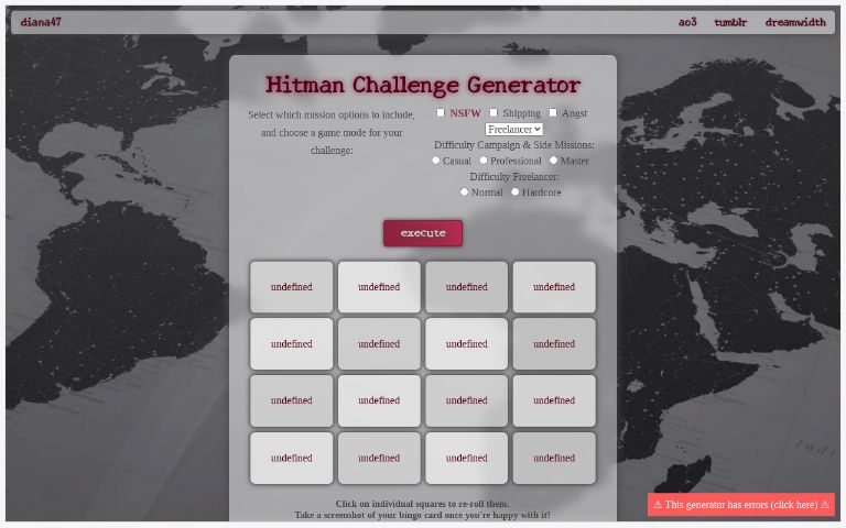 Hitman Challenge ― Perchance Generator