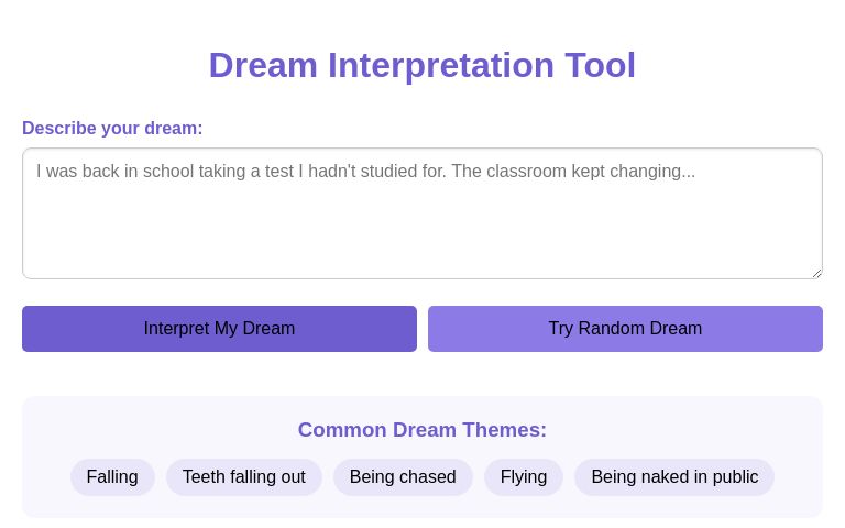 Dream Interpretation Tool ― Perchance Generator