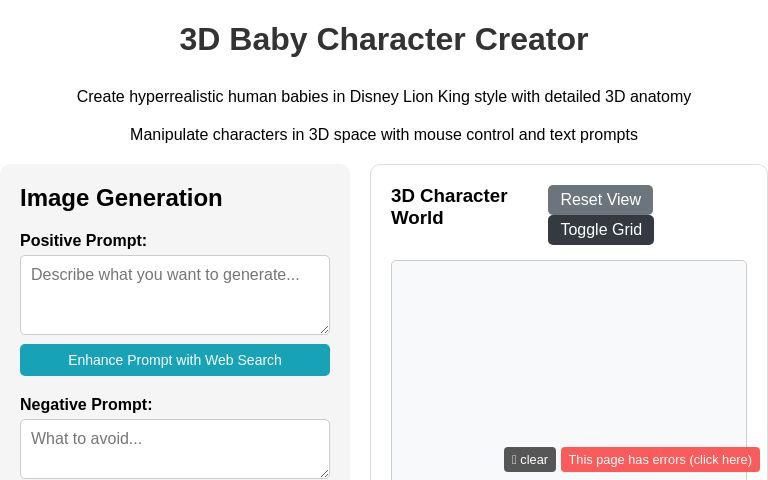 3D Baby Character Creator ― Perchance Generator