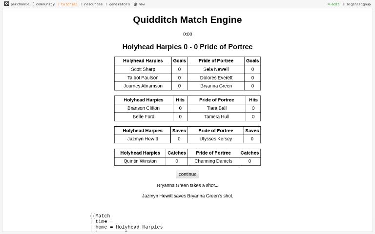 Quidditch Match Engine ― Perchance Generator