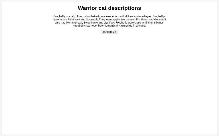 Warrior cat descriptions ― Perchance Generator