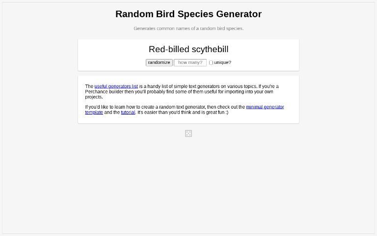 Random Bird Species Generator