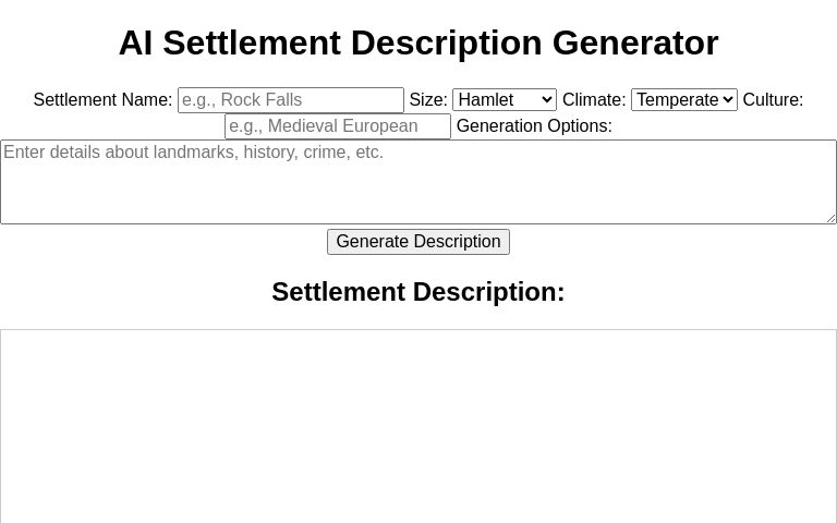 AI Settlement Description Generator