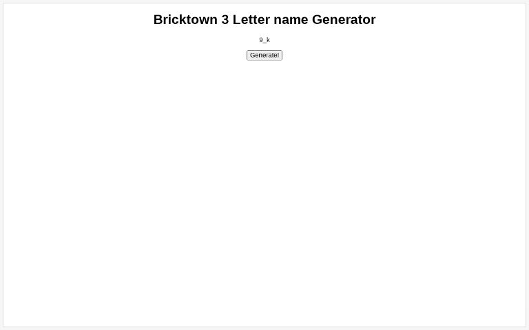 Bricktown 3 Letter name Generator