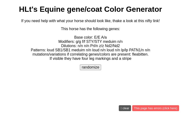 HLt's Equine gene/coat Color Generator