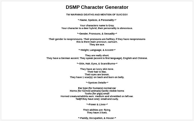 DSMP Character Generator