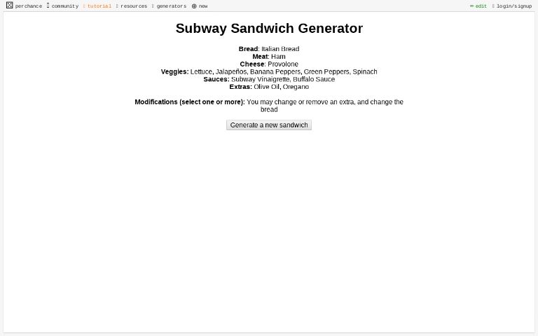 Subway Sandwich Generator
