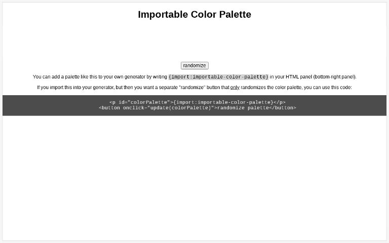 Importable Color Palette ― Perchance Generator