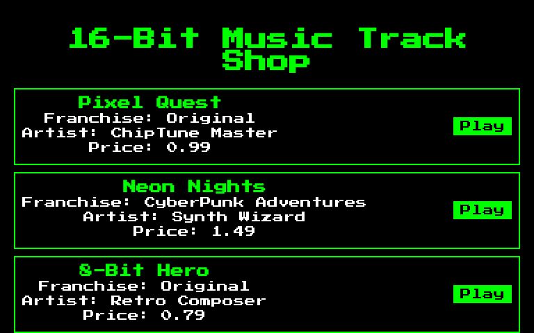 16-Bit Music Track Shop ― Perchance Generator