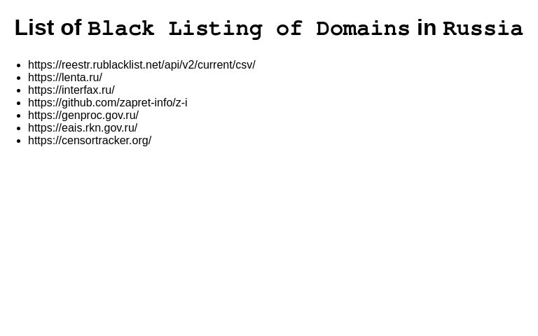 List of Black Listing of Domains in Russia ― Perchance Generator