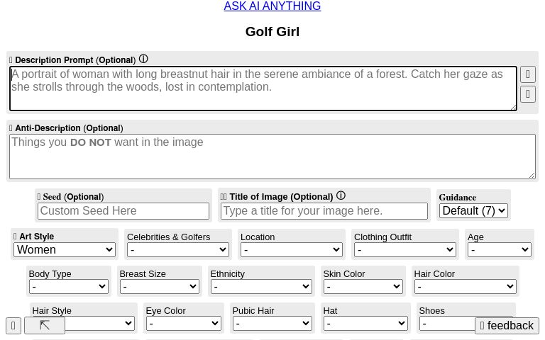 Golf Girl ― Perchance Generator