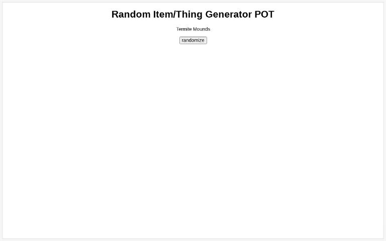 Random Item/Thing Generator POT