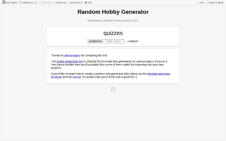 Random Hobby Generator