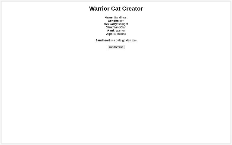 Warrior Cat Creator ― Perchance Generator