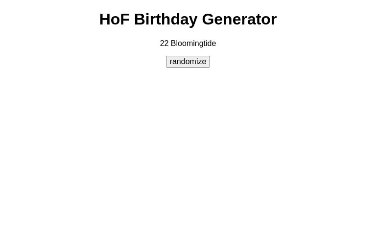 HoF Birthday Generator
