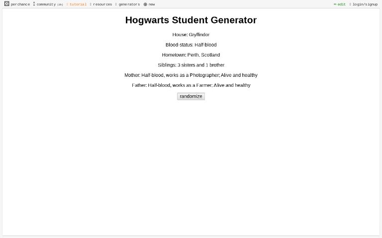 Hogwarts Student Generator