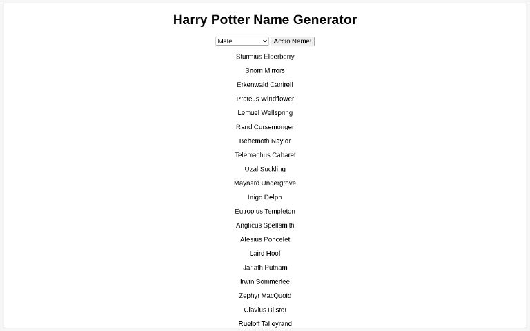 Harry Potter Name Generator
