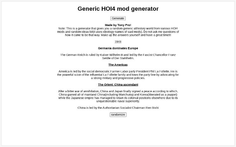 Generic HOI4 mod generator