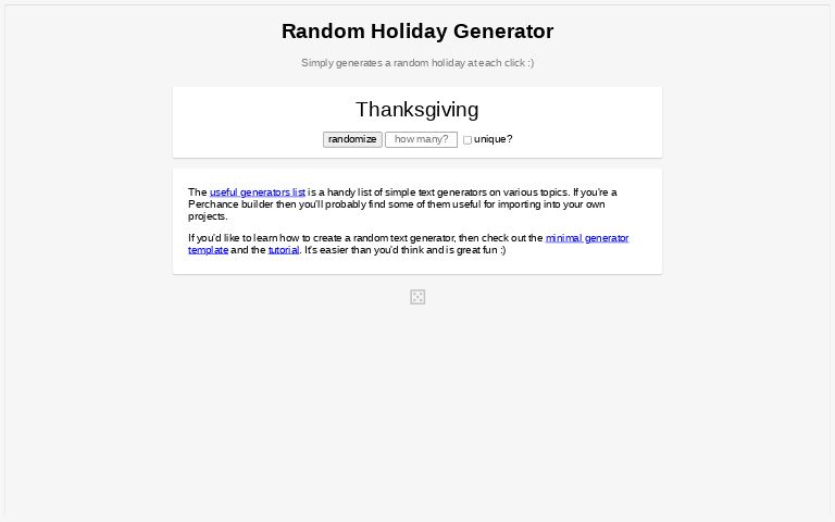 Random Holiday Generator