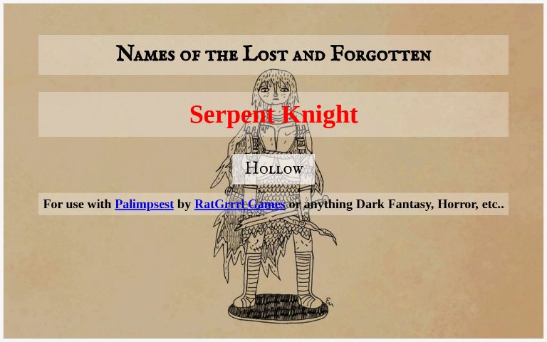 Names of the Lost and Forgotten ― Perchance Generator