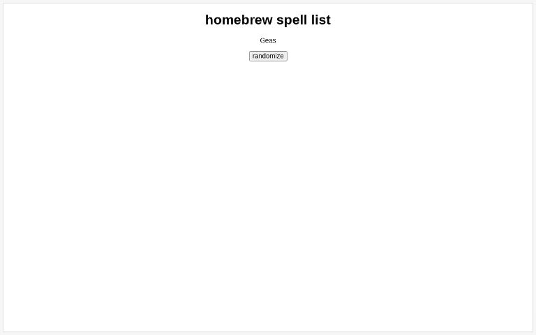 homebrew spell list ― Perchance Generator