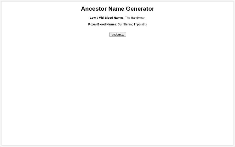 Ancestor Name Generator