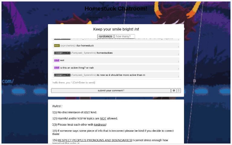 Homestuck Chatroom! ― Perchance Generator