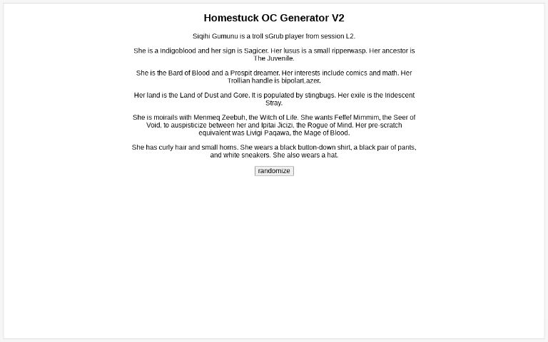 Homestuck OC Generator V2