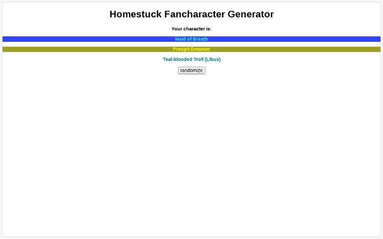 Homestuck Fancharacter Generator