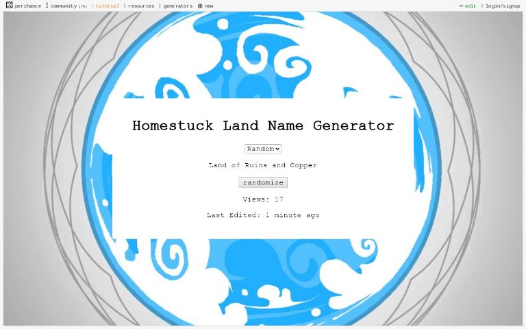 Homestuck Land Name Generator
