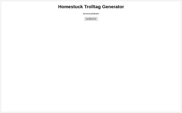 Homestuck Trolltag Generator