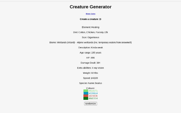 Creature Generator