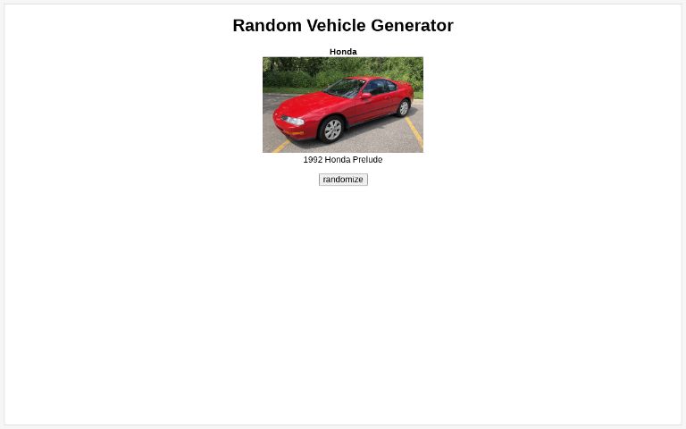 Random Vehicle Generator