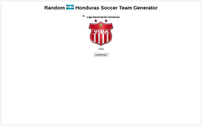 Random Honduras Soccer Team Generator